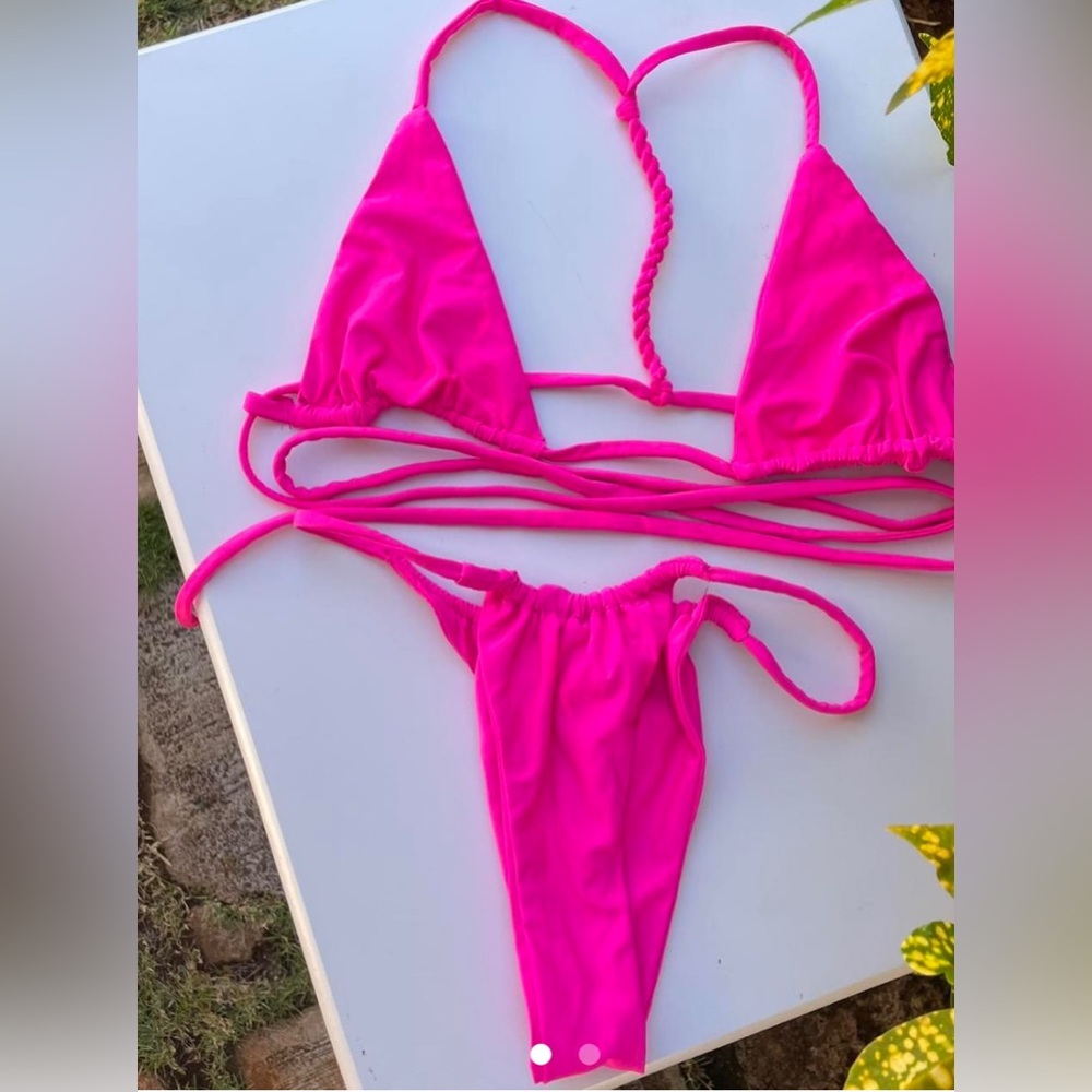 Kk Swim Hot Pink Strappy Bikini - Gem